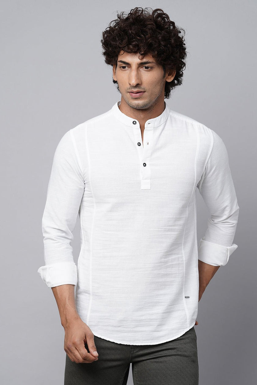 Buy Blue Buddha WINE / S Cotton Mandarin Collar Kurta For Men